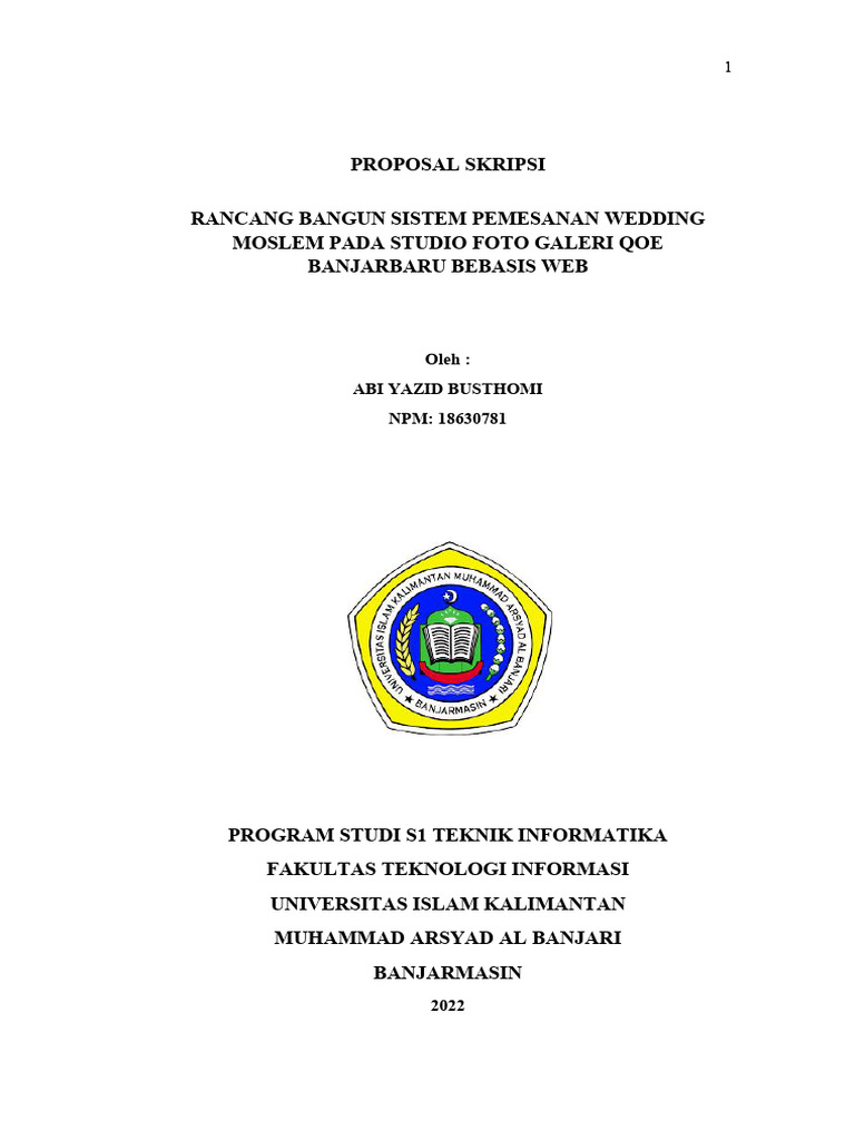 Proposal Skripsi Abi Yazid Busthomi | PDF | Seni | Komputer