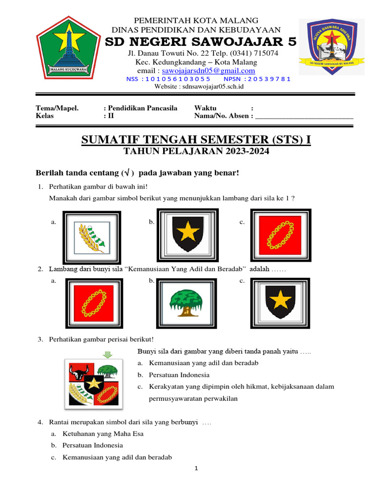 Soal STS 1 PP Kls 2 | PDF