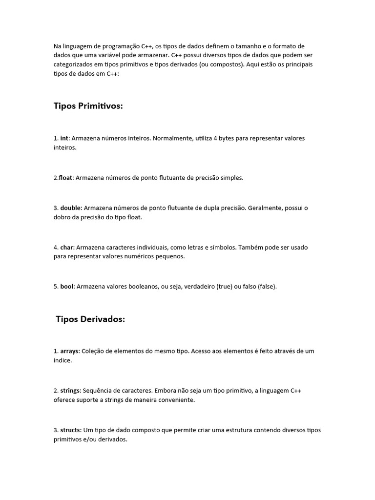 Dados Na Linguagem de Programação C++ | PDF
