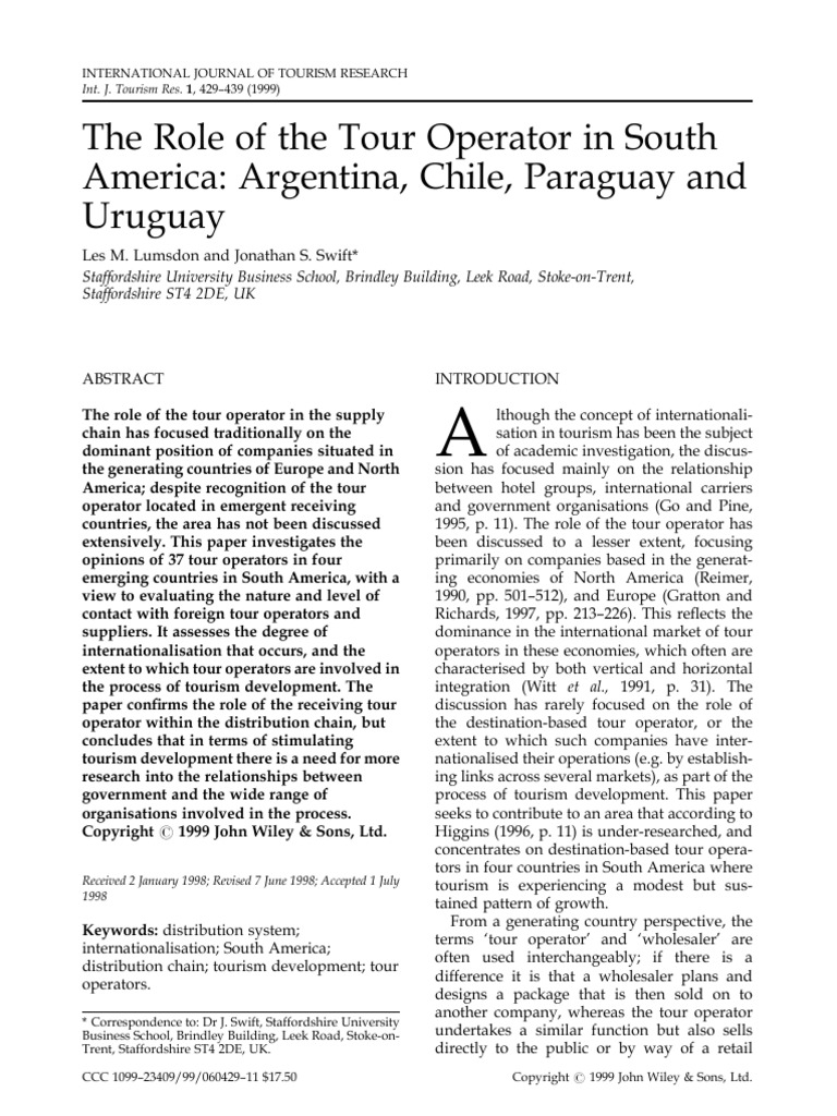 Journal of Tourism Research - 1999 - Lumsdon - The Role of The Tour ...