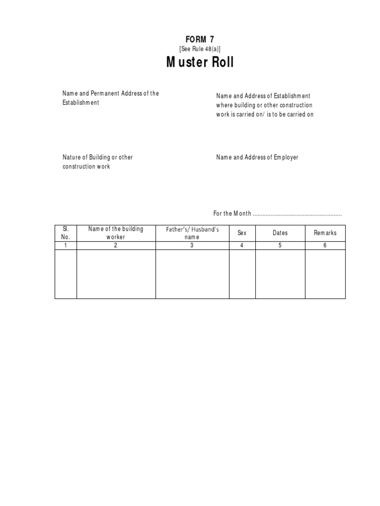 Form VII - BOCW | PDF
