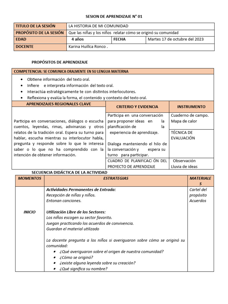 Sesion de Aprendizaje N 2 Comunidad | Descargar gratis PDF | Aprendizaje | Evaluación