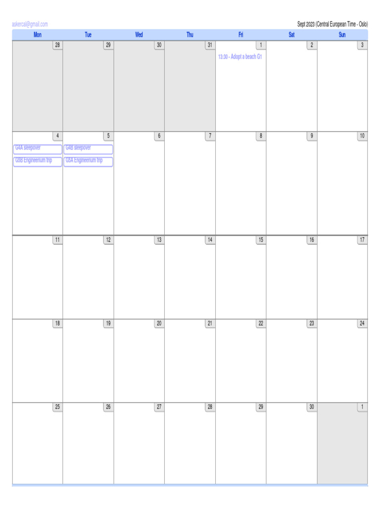 Calendar - 2023 09 01 - 2024 03 01 | PDF