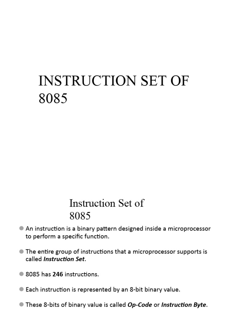 8085 Instruction Set | PDF | Central Processing Unit | Manufactured Goods