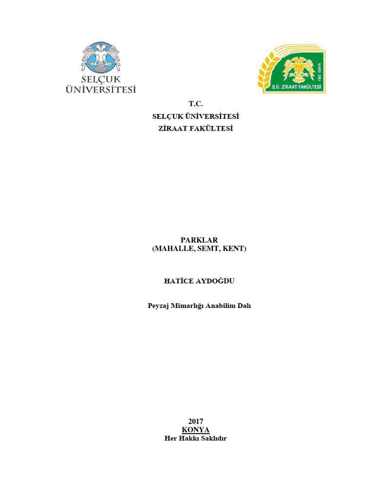 Parklar Mahalle Semt Kent | PDF