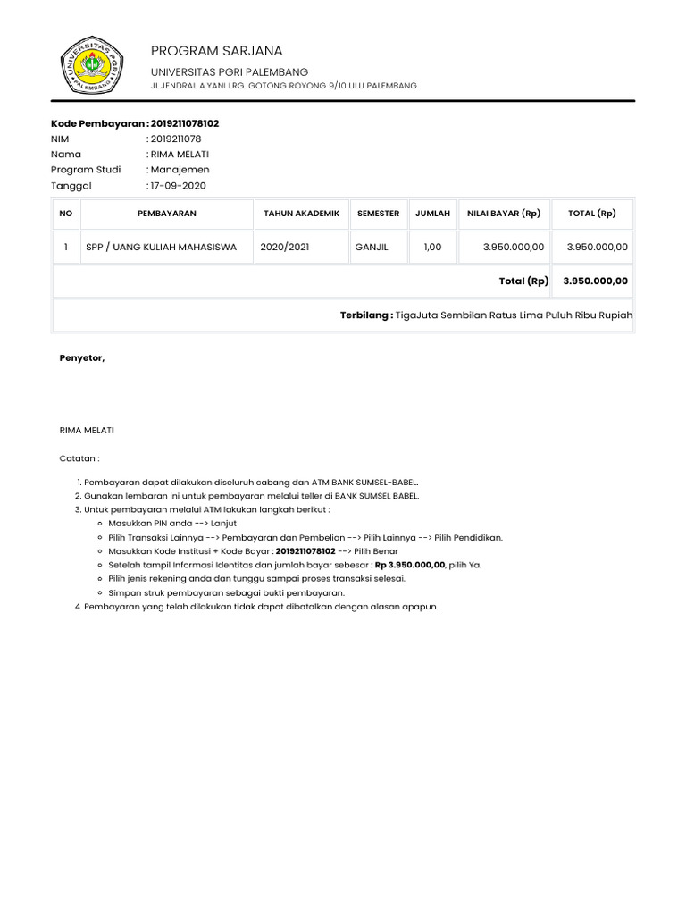 Sisfo - Pgri Palembang | PDF