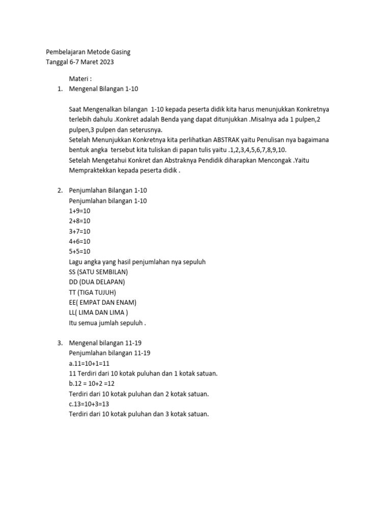 Pembelajaran Metode Gasing | PDF