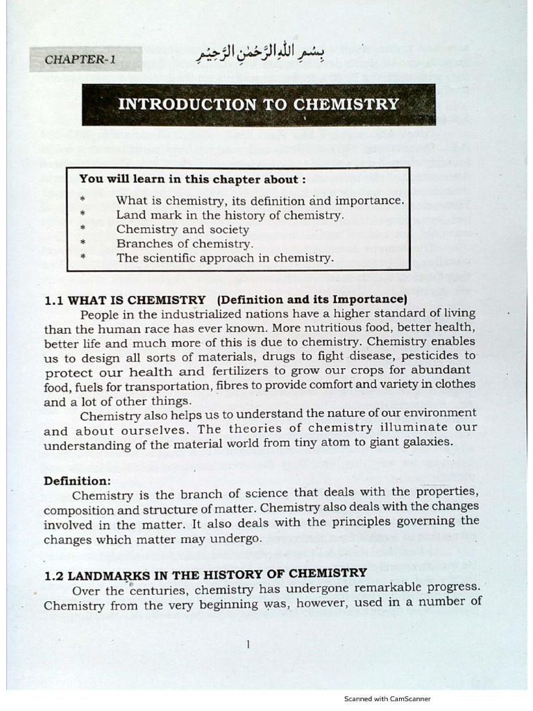 Chemistry 9th Class Chapter 1 Sindh Board English Medium | PDF