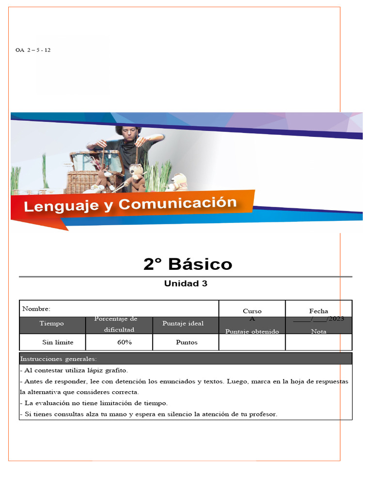 Evaluación de Lenguaje 2° Básico | PDF