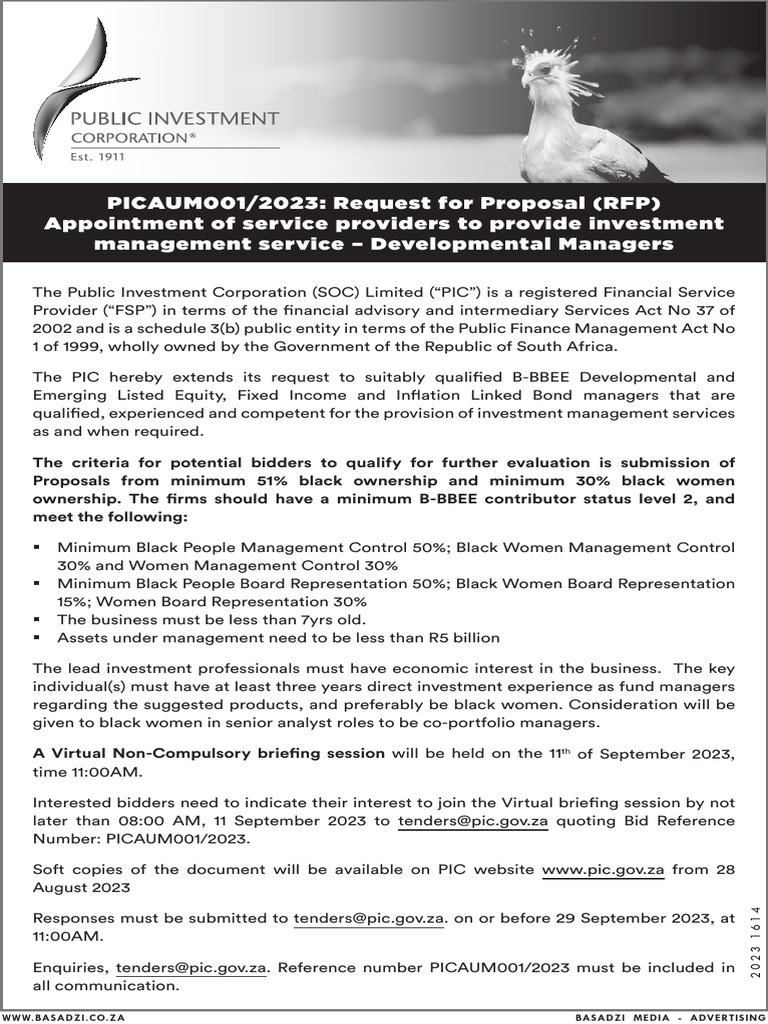 Appointment of Service Providers To Provide Investment Management Service - Developmental ...