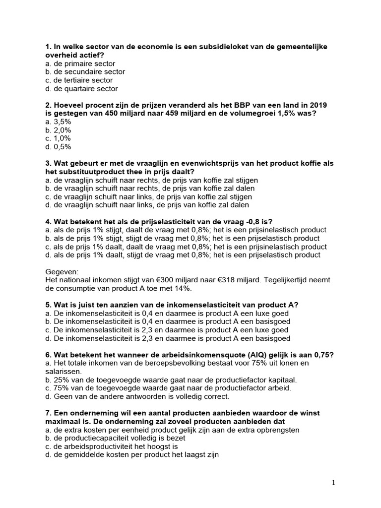 Oefentoets Eco | PDF