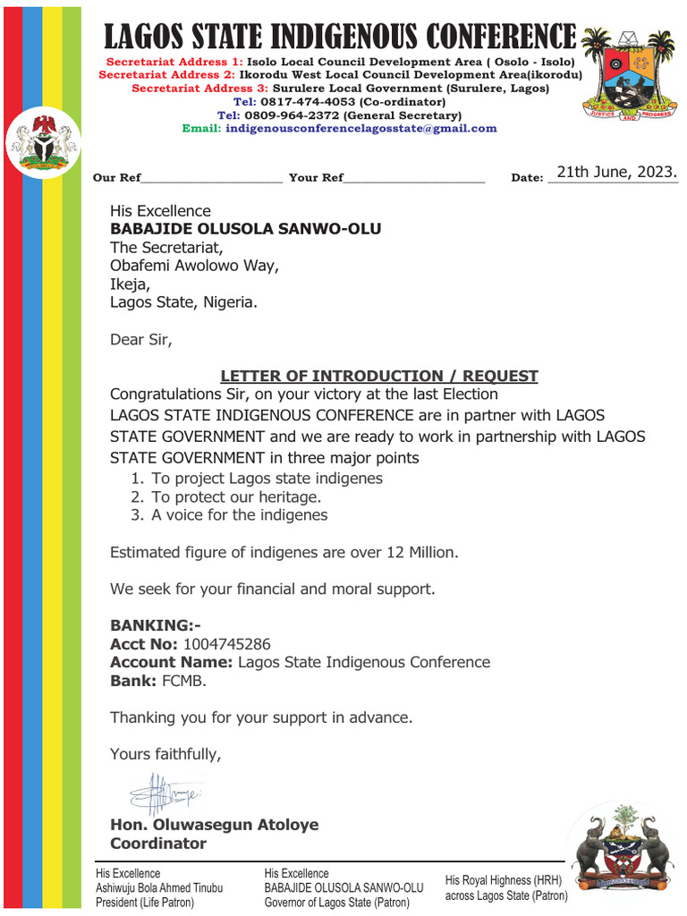 Lagos State Indigenous Conference Request | PDF