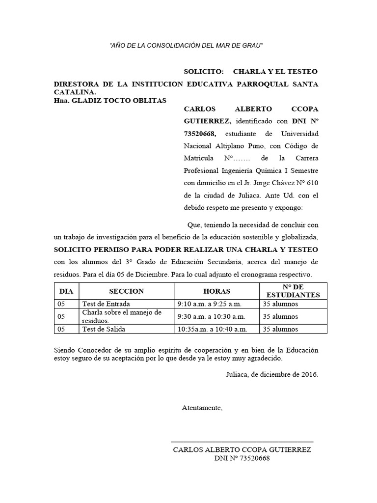 Solicitud de Charla | PDF