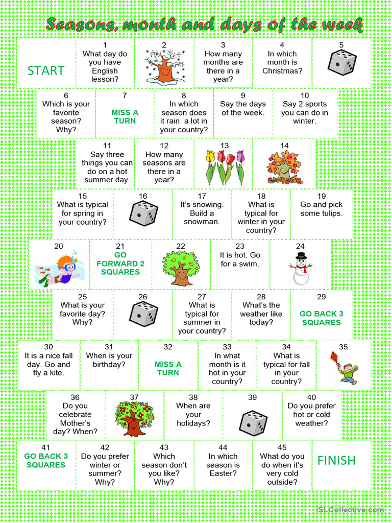 ESL Board Game: Seasons & Days | PDF