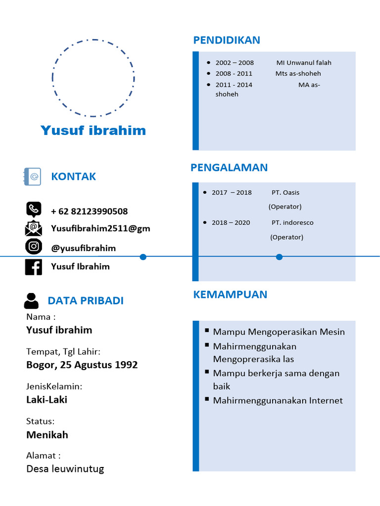CV Lamaran Kerja Unik Dan Simpel 2 | PDF
