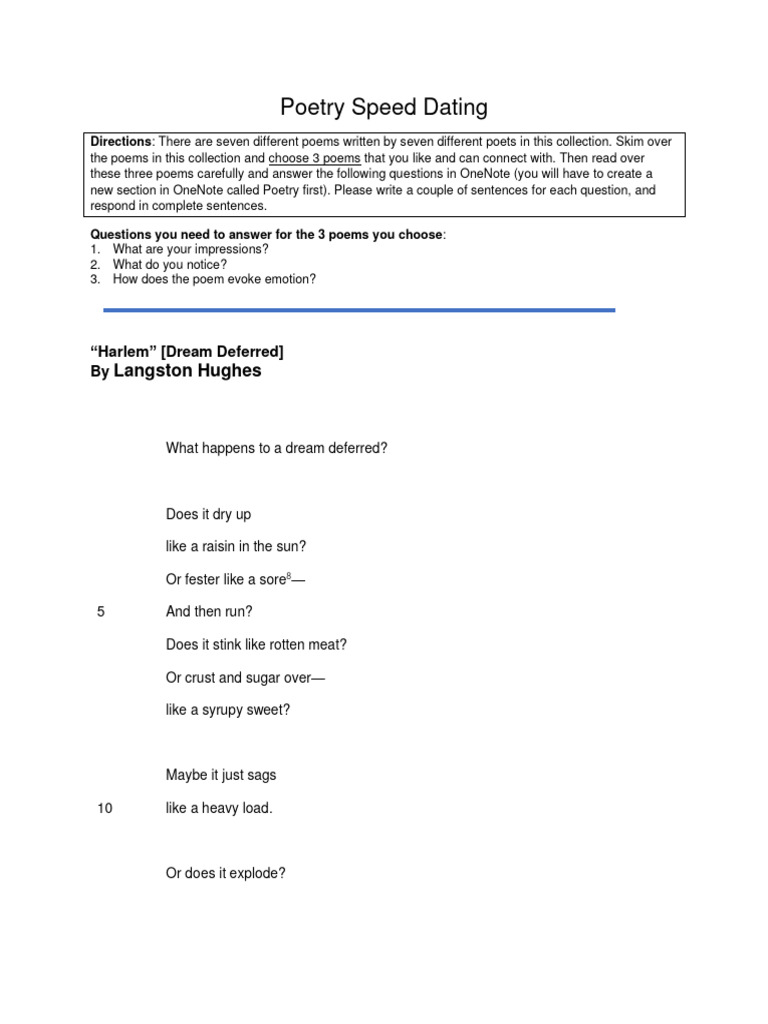 Poetry Speed Dating | PDF