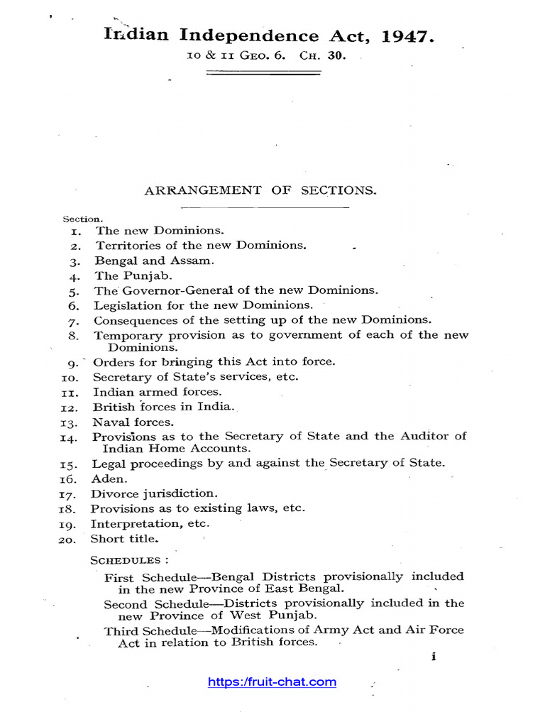 Indian Independence Act 1947 | PDF | Dominion | Government Of India
