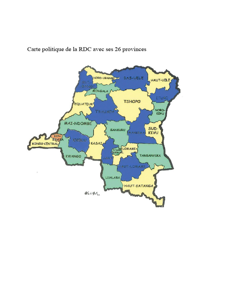 Carte Politique de La RDC Avec Ses 26 Provinces | PDF
