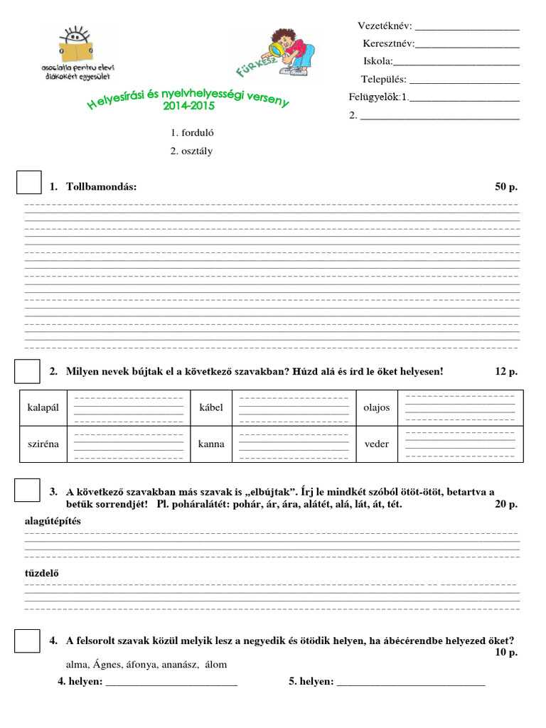 Fürkész 2 Oszt 1 Ford 2014-2015 | PDF