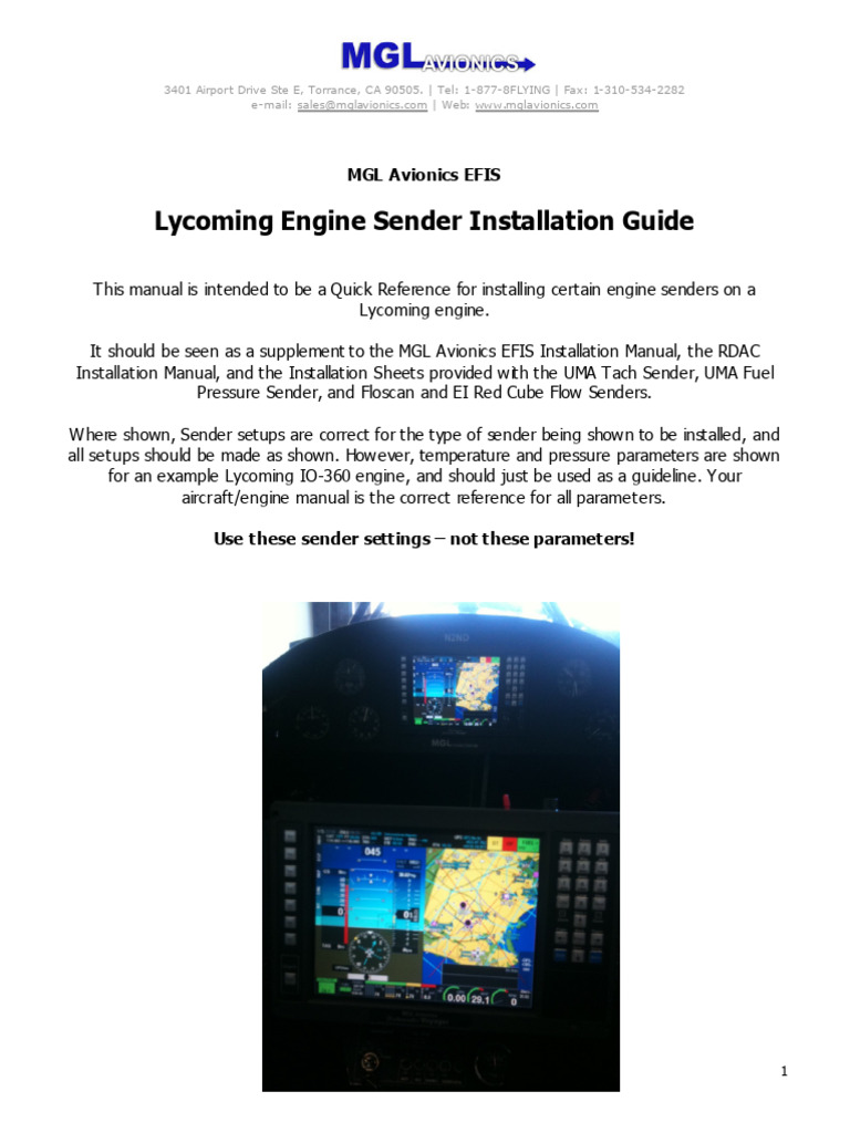 Lycoming Engine Sender Installation Guide | PDF | Components ...