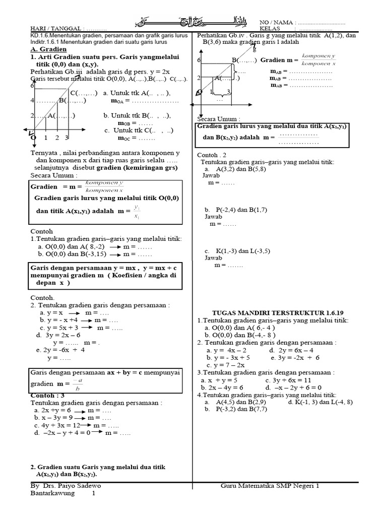 Lks 8 Bab 4 Persamaan Garis Lurus | PDF
