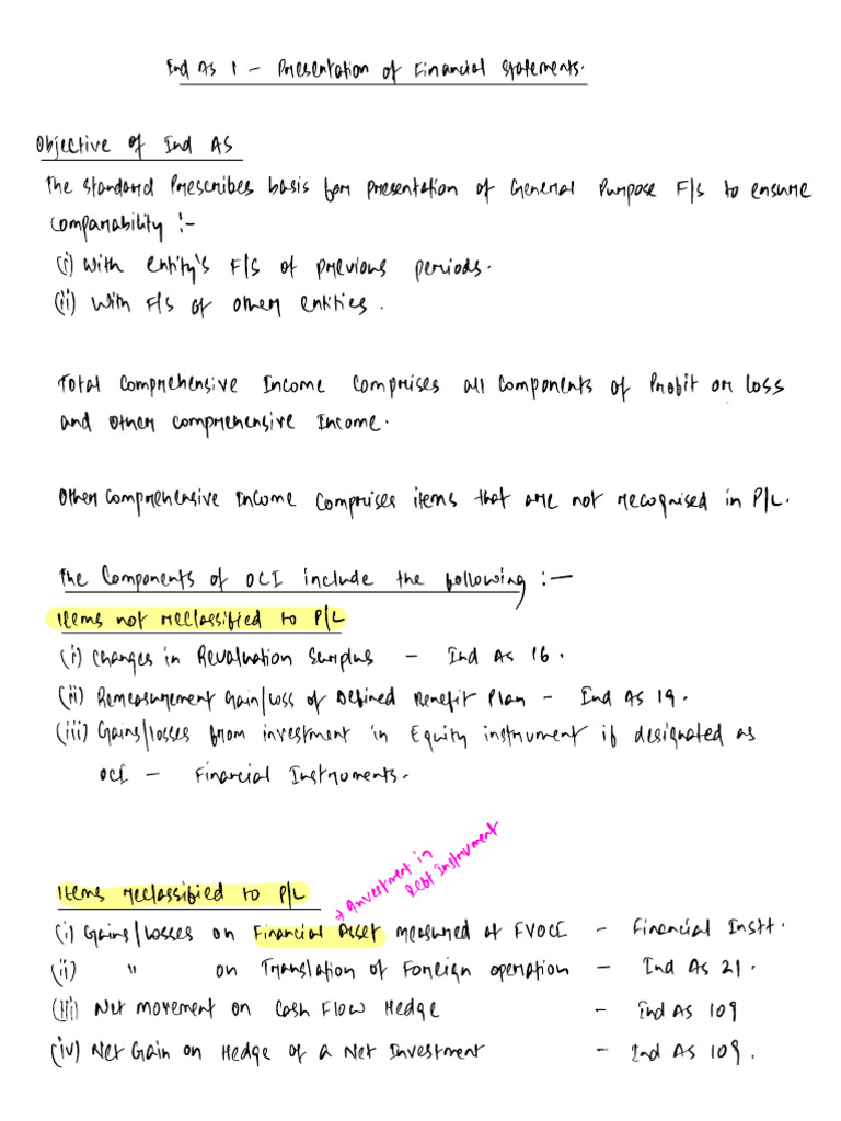 Ind As 1 Notes New | PDF | Balance Sheet | Equity (Finance)