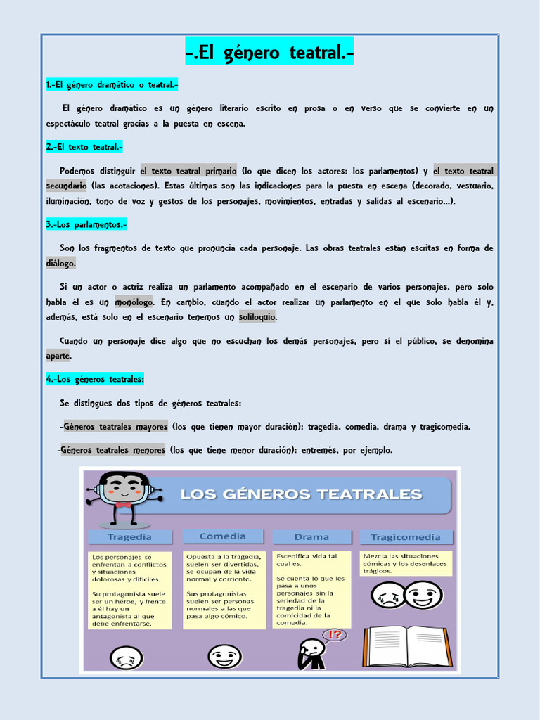 Clasificación de géneros teatrales | PDF | Arte