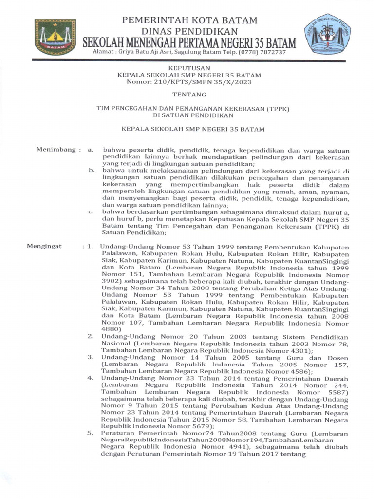 SK TPPK SMPN 35 Batam | PDF