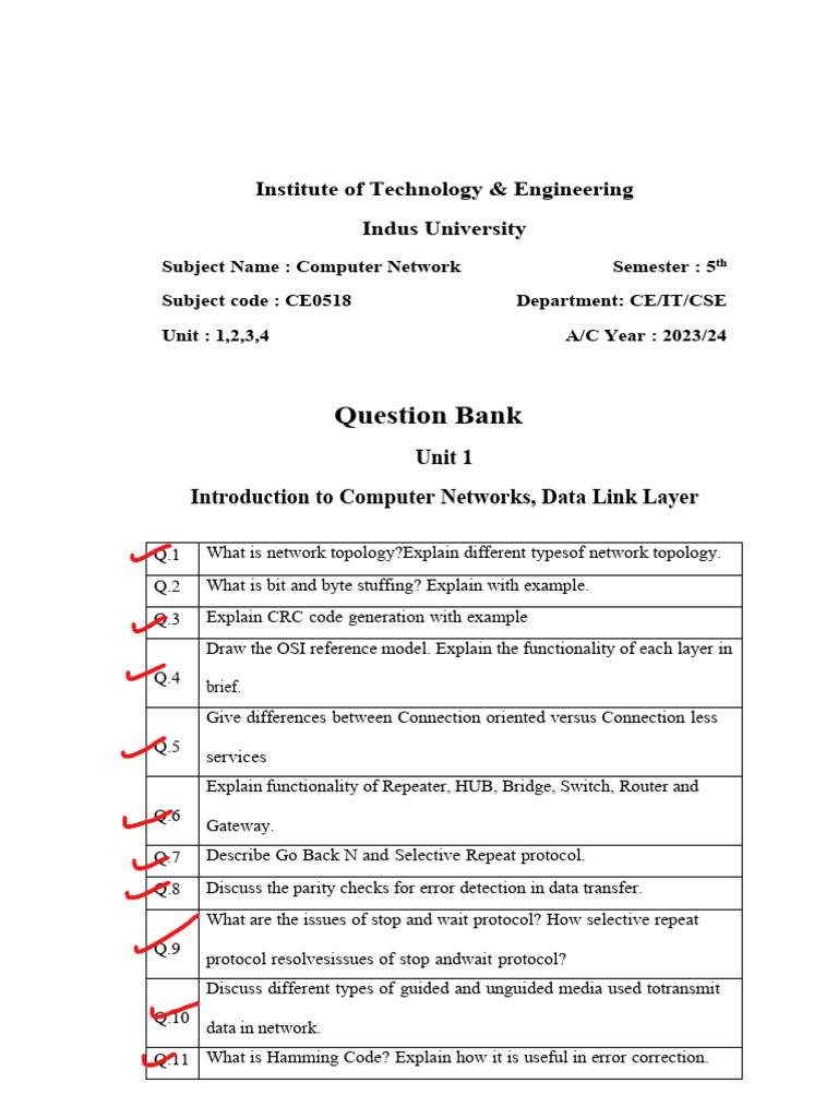 CN QBank | PDF | Computer Network | Internet Protocols CN QBank | PDF | Computer Network | Internet Protocols