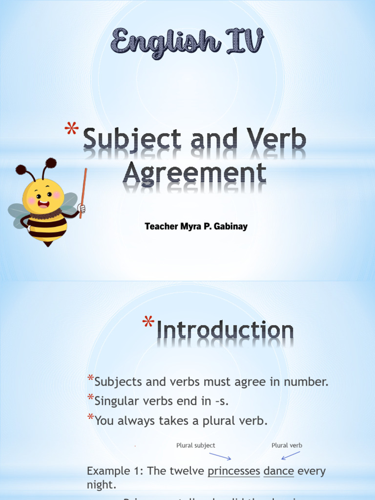 Q4 English-4 Subject and Verb Agreement Additional-Topic | PDF ...