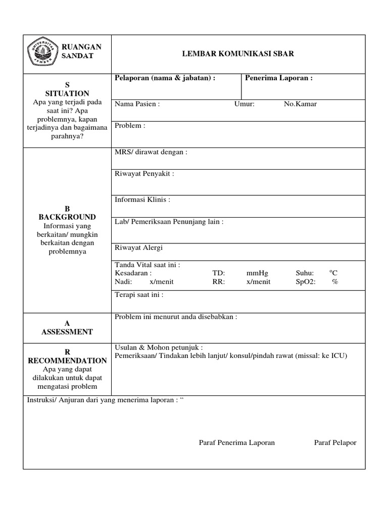 Contoh Lembar Komunikasi Sbar | PDF