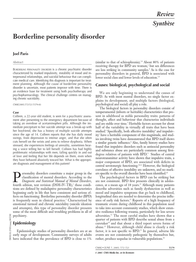 1579 Full | PDF | Borderline Personality Disorder | Mood Disorders