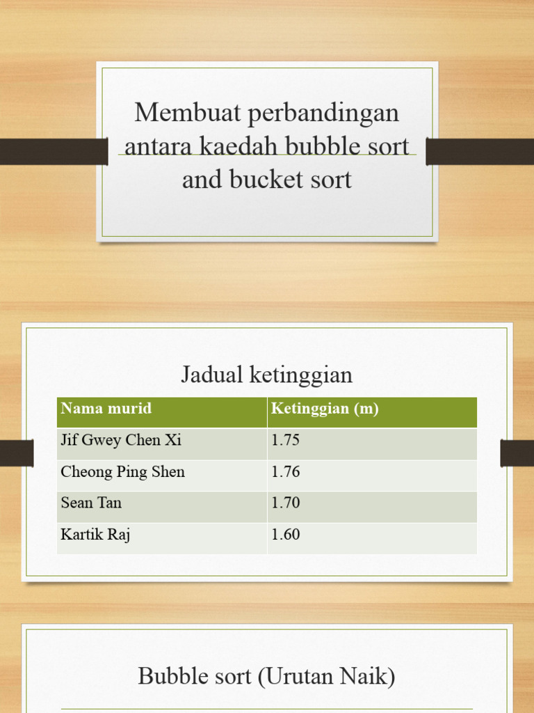Membuat Perbandingan Antara Kaedah Bubble Sort and Bucket | PDF ...