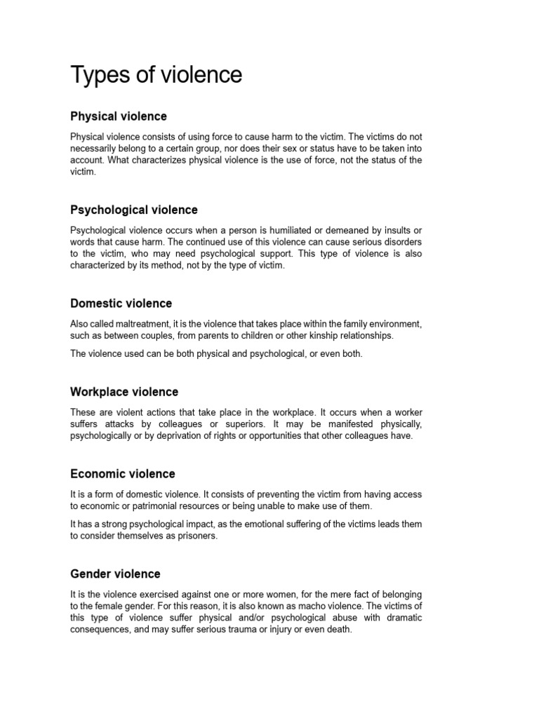 Overview of Violence Types | PDF | Self-Improvement