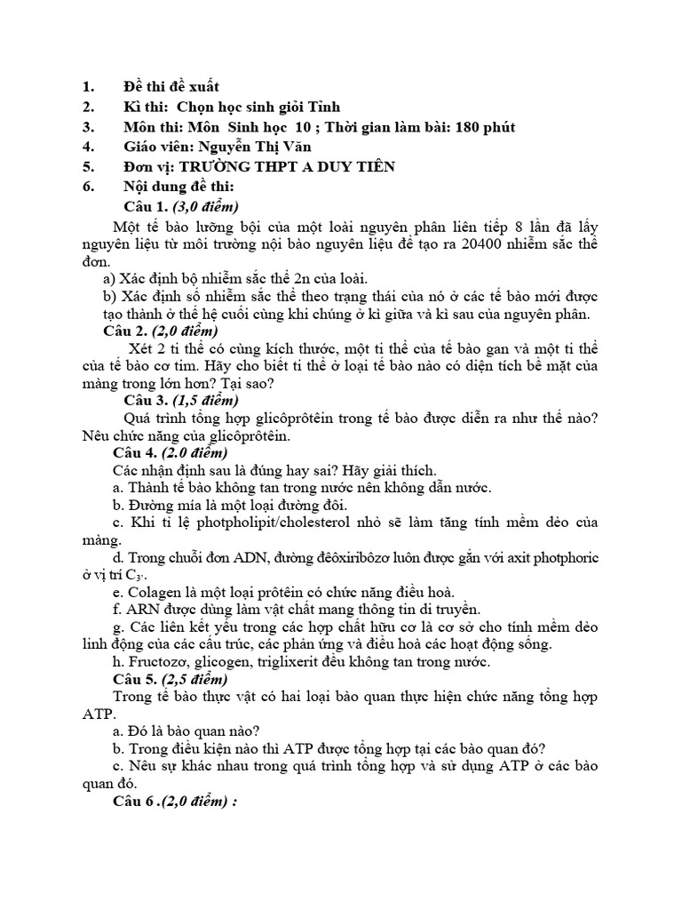 Đề Thi Đề Xuất b Duy Tien | PDF