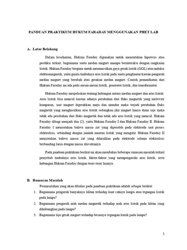 Laporan Praktikum Hukum Faraday Menggunakan Phet Lab | PDF | Sains & Matematika