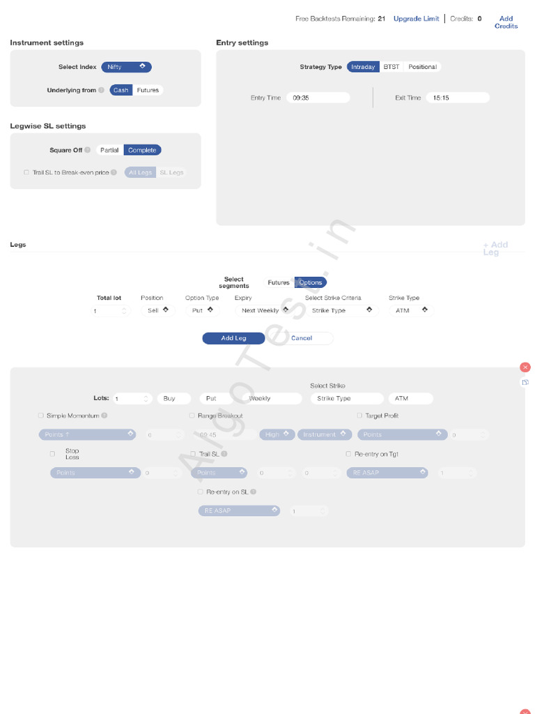 Algotest Strategy Nl1wlag | PDF