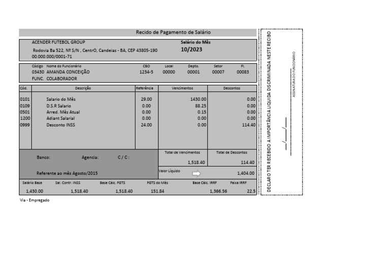 Contra Cheques | PDF | Trabalho | Relações de trabalho