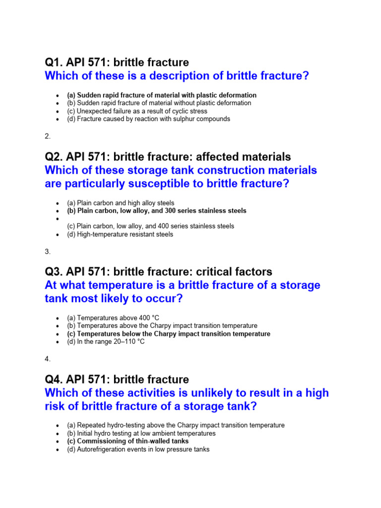 API 571 Questions | PDF | Corrosion | Fracture