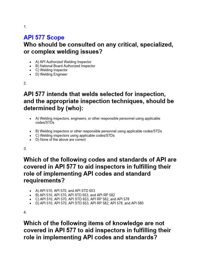 Api 577 Q 114 | PDF | Welding | Construction