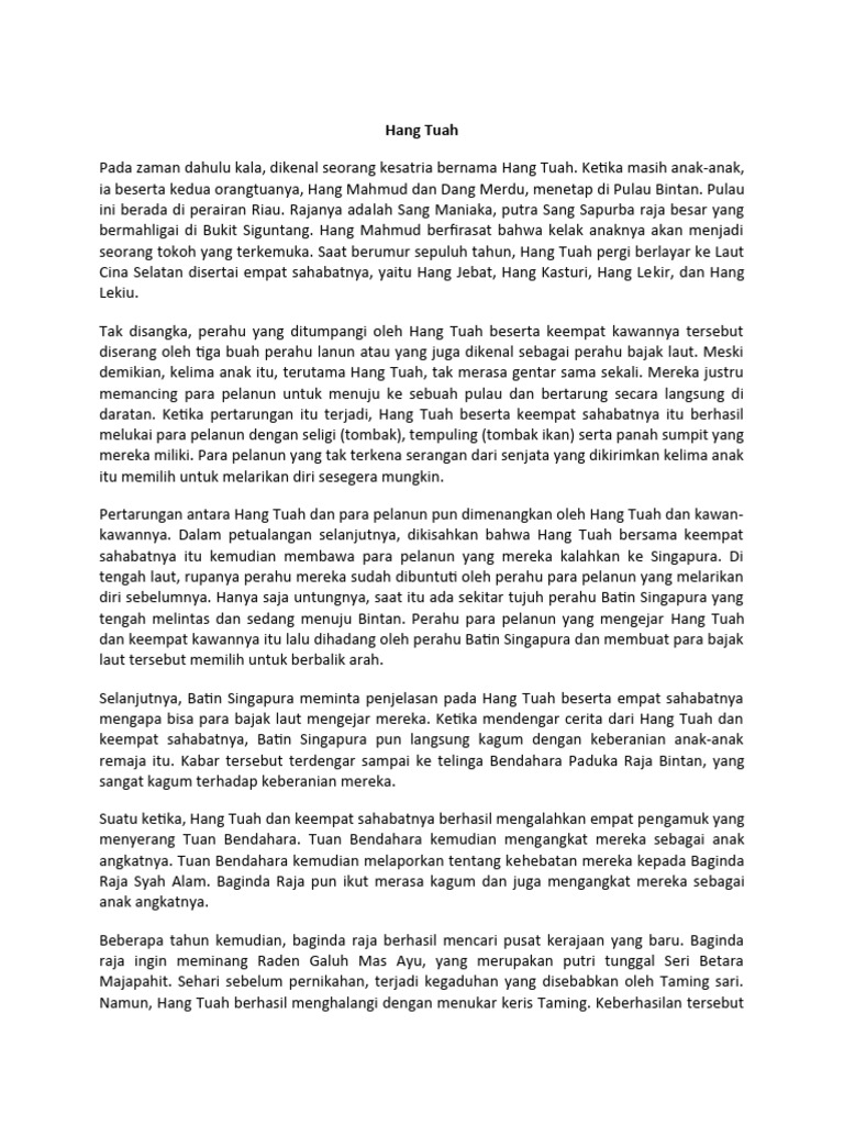 Legenda Hang Tuah | PDF | Perjalanan | Sejarah