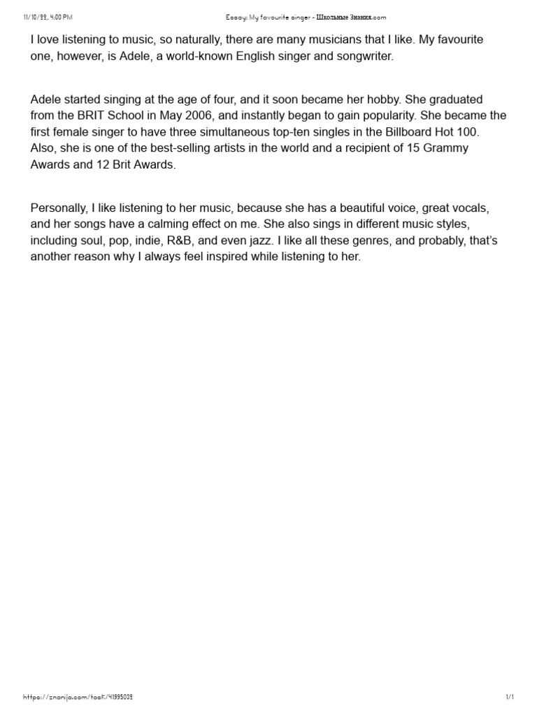 My Fav Singer ADELE | PDF