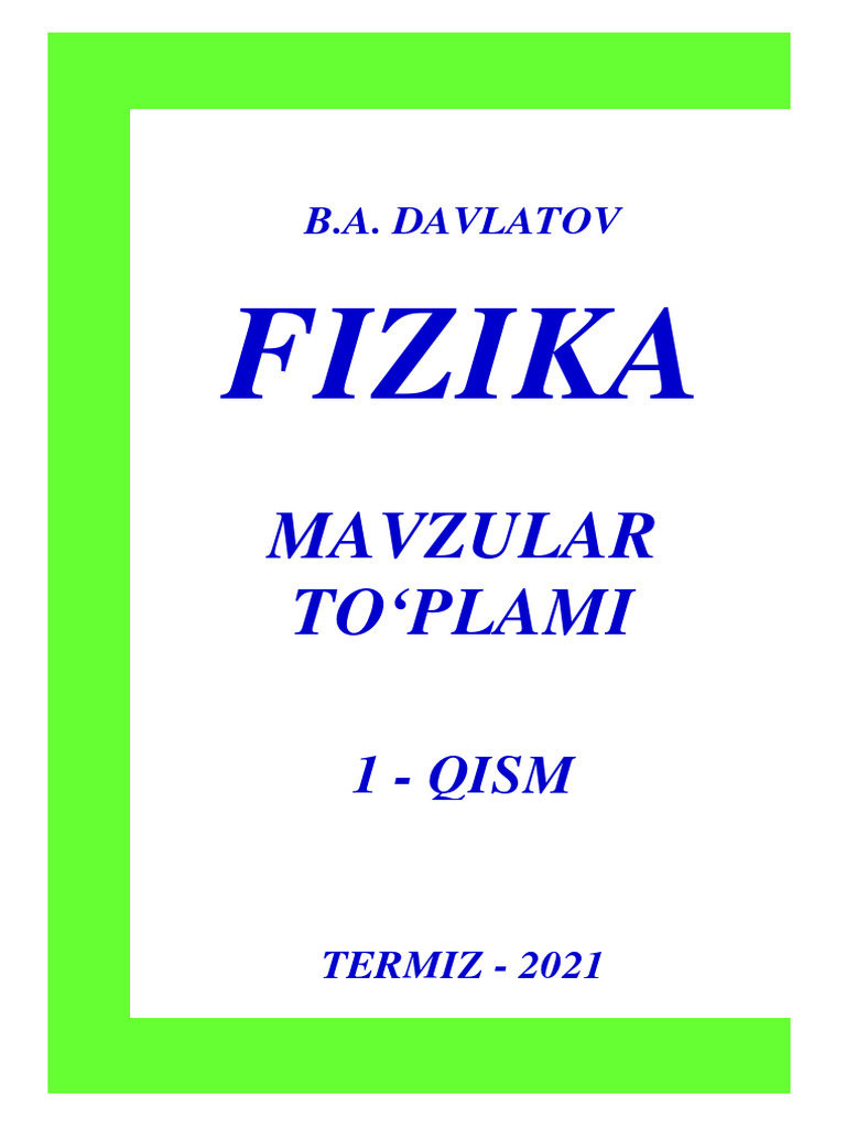 Fizika Mavzular To'plami | PDF