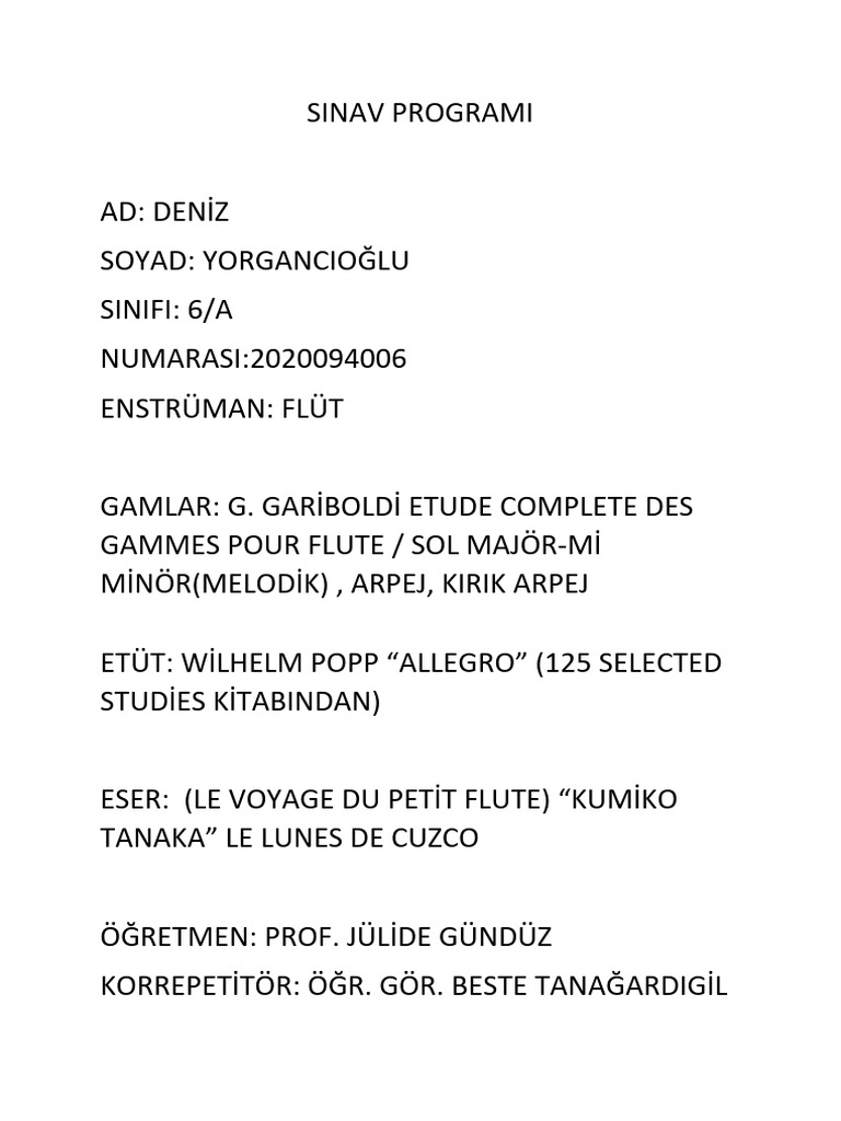 Sinav Programi | PDF