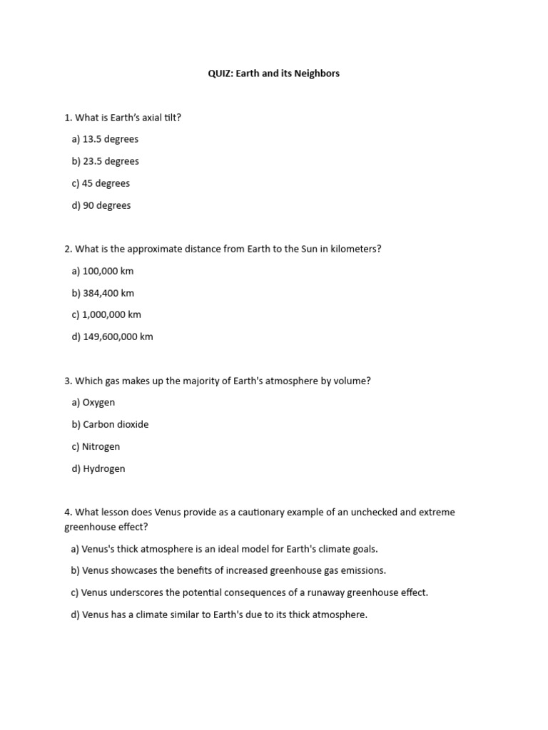 QUIZ-2 (1) Earth Science | PDF | Atmosphere | Earth