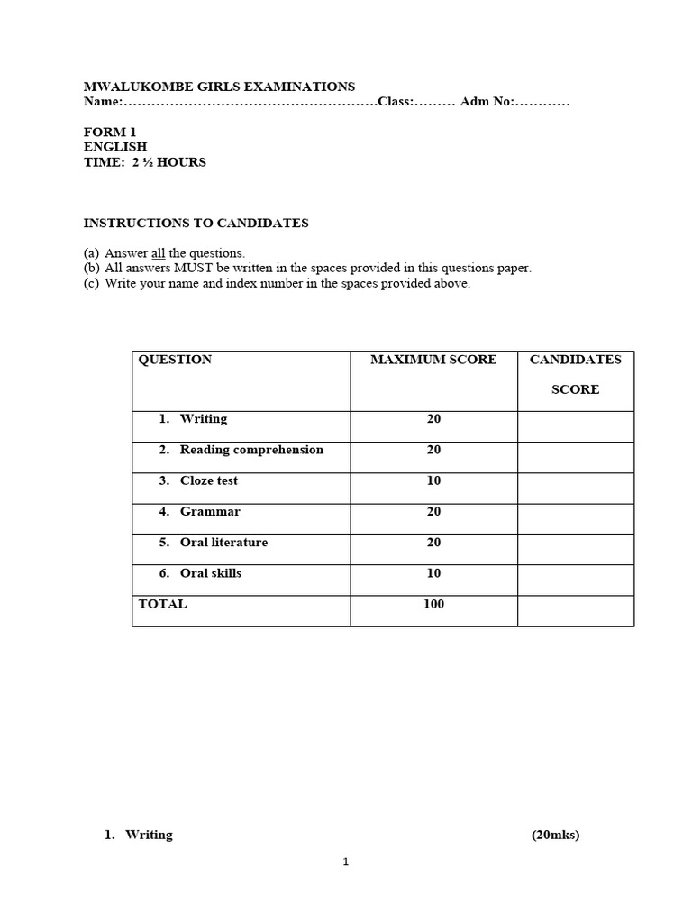 English F1T2 QS-1 | PDF