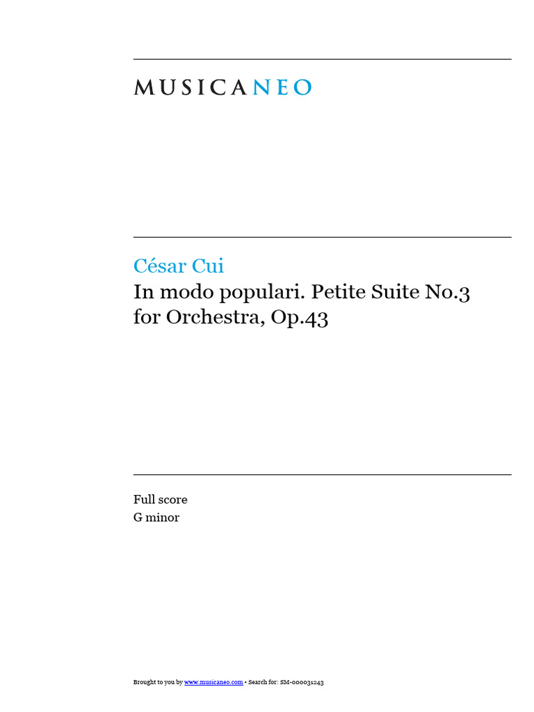 César Cui: in Modo Populari. Petite Suite No.3 For Orchestra, Op.43 ...