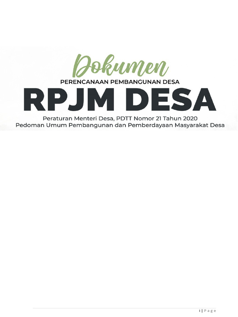 Dokumen RPJM Desa | PDF | Pengelolaan Keuangan & Uang