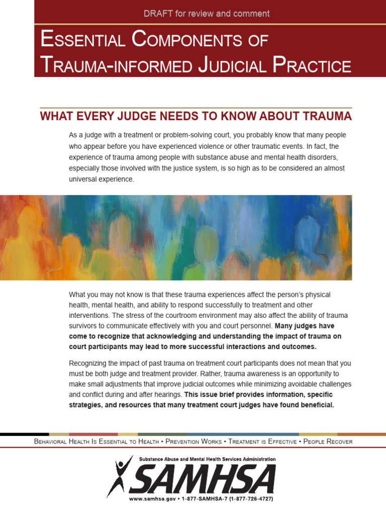 DRAFT Essential Components of Trauma Informed Judicial Practice | PDF