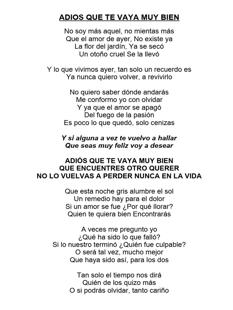 Adios Que Te Vaya Muy Bien | PDF